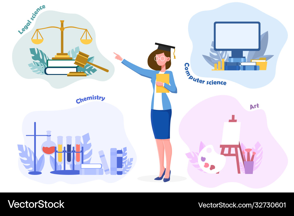 A young girl chooses future profession Royalty Free Vector