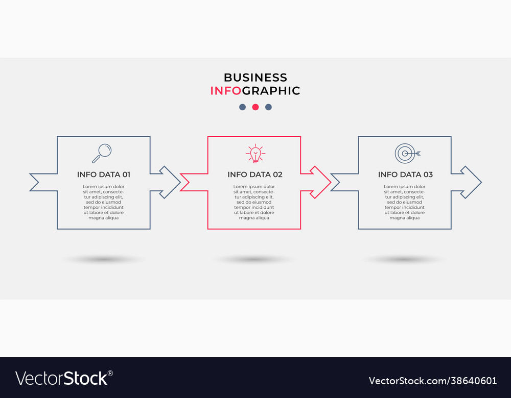 Business infographics presentation with 3 steps Vector Image
