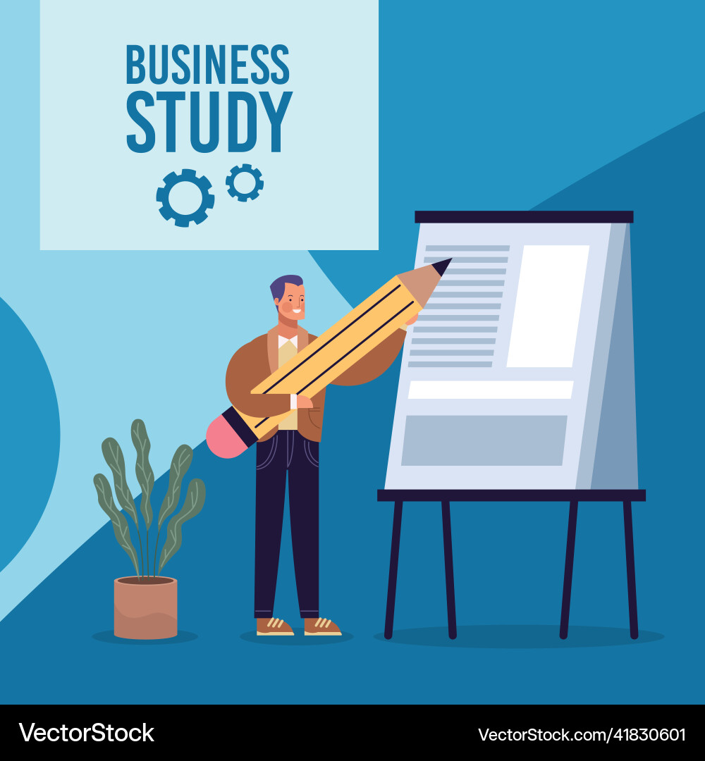 Businessman writing in paperboard Royalty Free Vector Image
