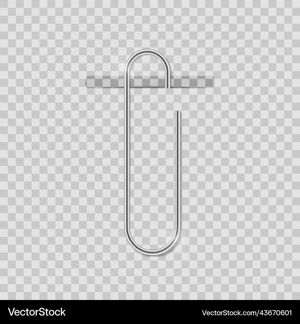 Clip set realistic paperclip attach office metal Vector Image