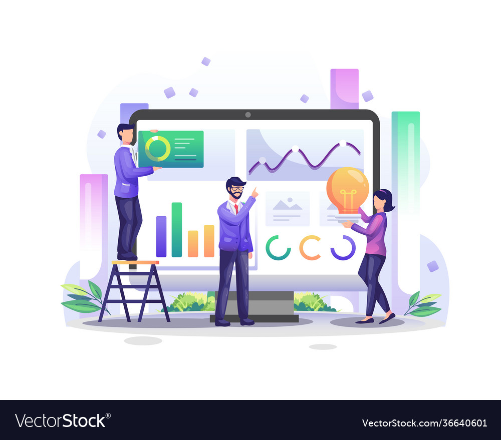 Data analysis concept with character people Vector Image
