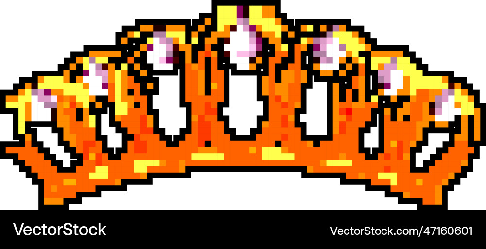 Diadem tiara crown game pixel art Royalty Free Vector Image