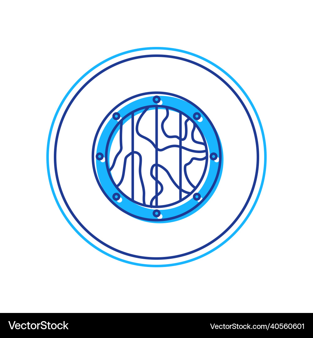 Filled outline round wooden shield icon isolated Vector Image