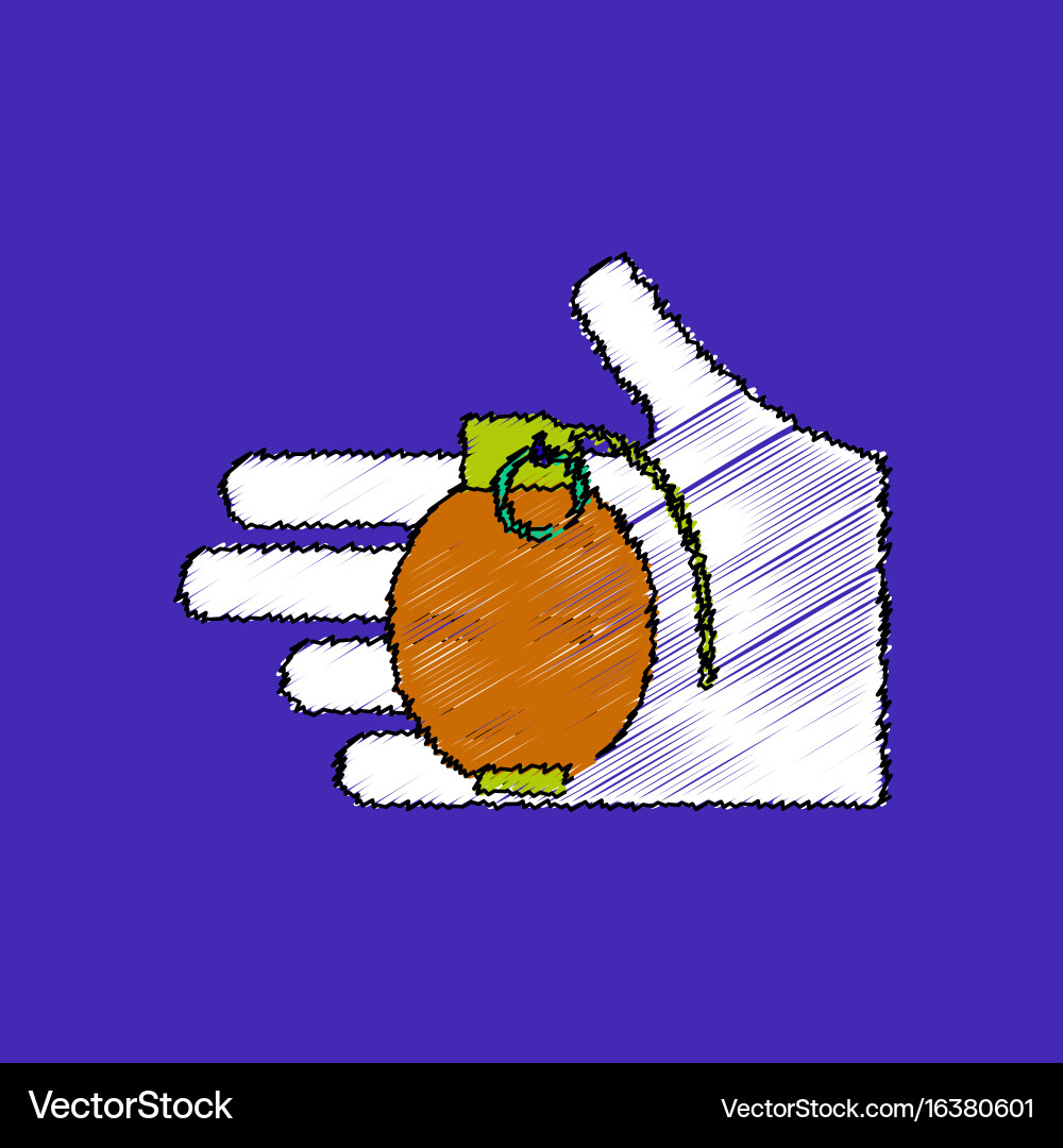 Flat shading style icon frag grenade in hand Vector Image