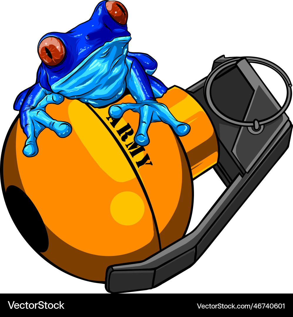 Hand grenade with frog on Royalty Free Vector Image