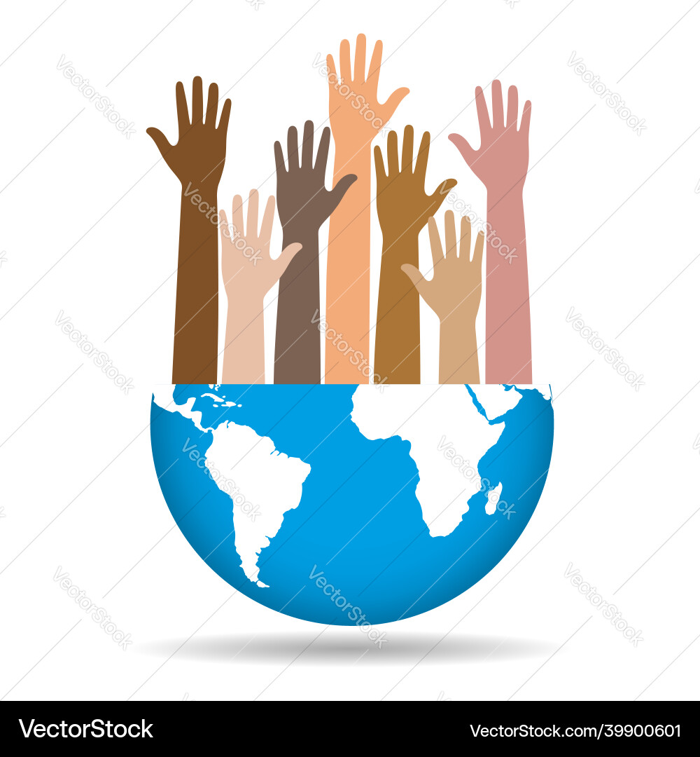 Hand of the world on background globe Royalty Free Vector