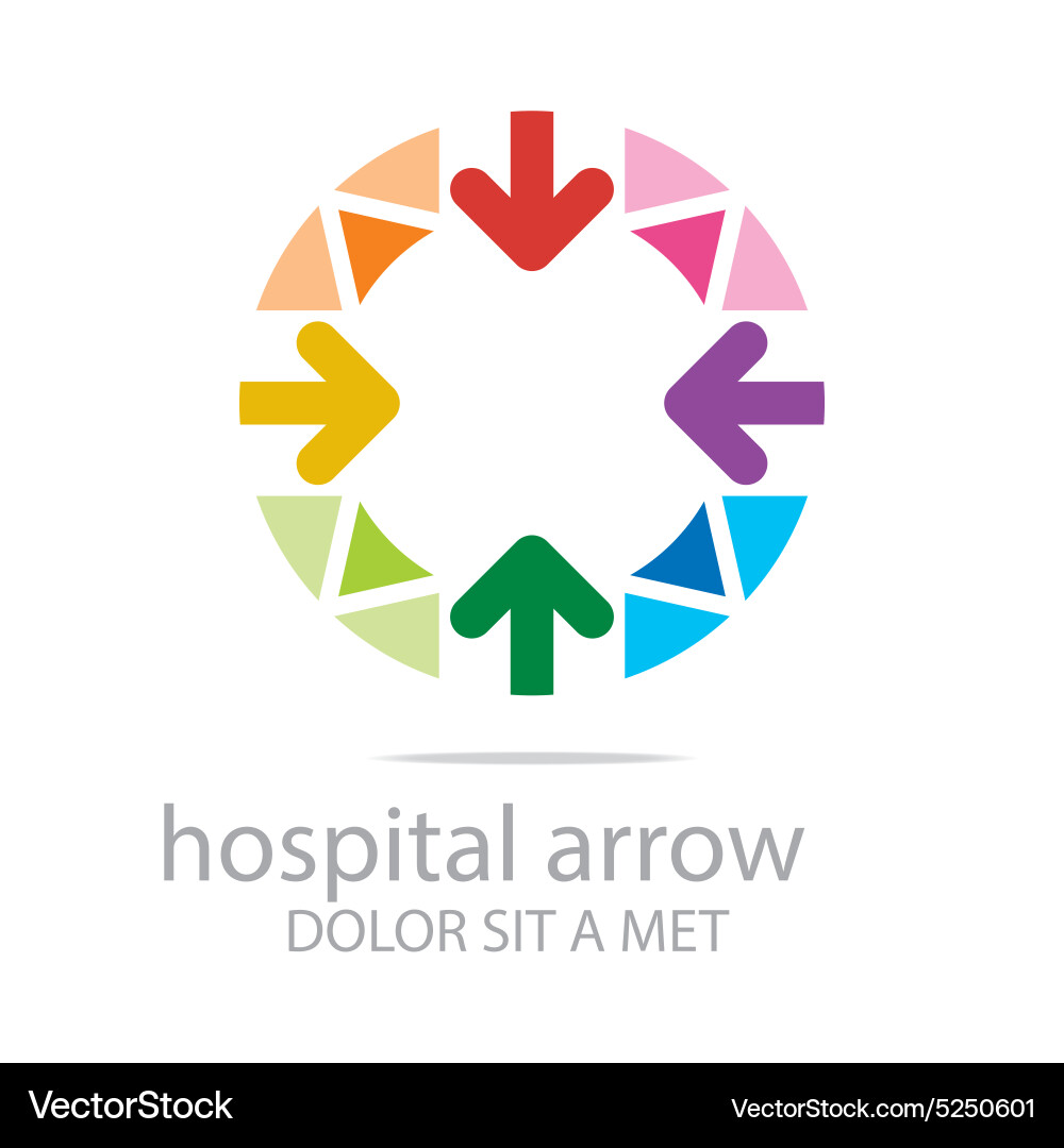 Hospital arrow circle colorful icon Royalty Free Vector