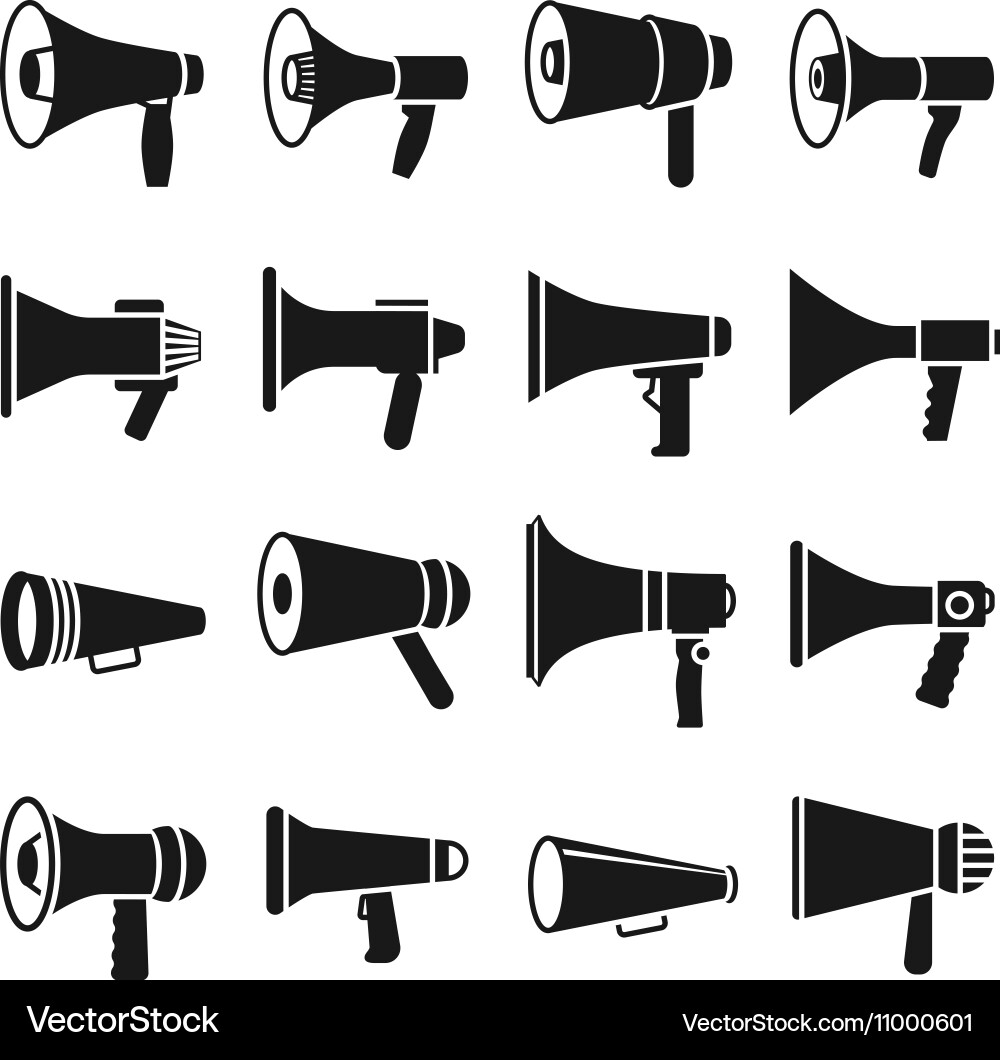 Megaphone announcement loudspeaker icons Vector Image