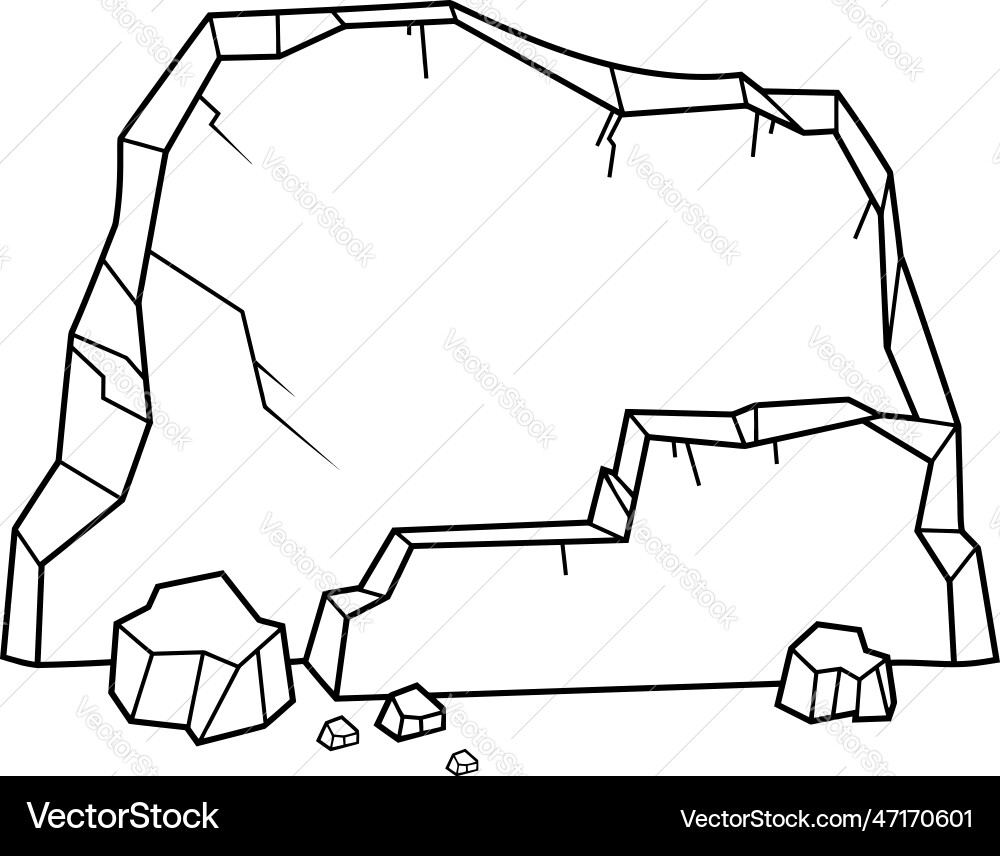 Outlined cartoon stone rock blank sign Royalty Free Vector