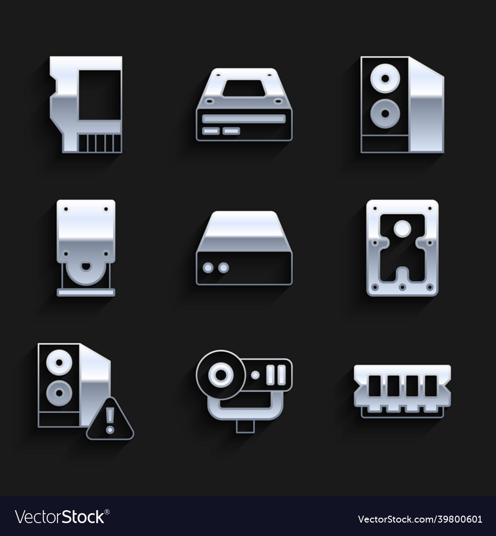 Set Server Data Web Hosting Camera Ram Random Vector Image 0388