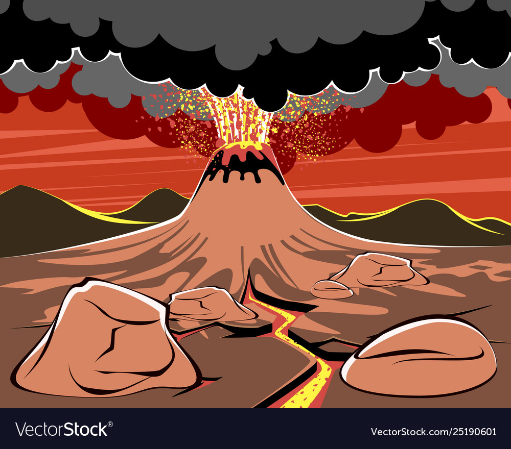 Volcano eruption image Royalty Free Vector Image