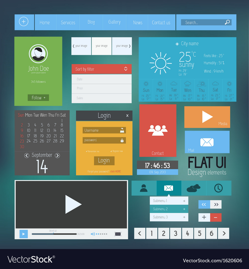 Flat web design elements 4 Royalty Free Vector Image