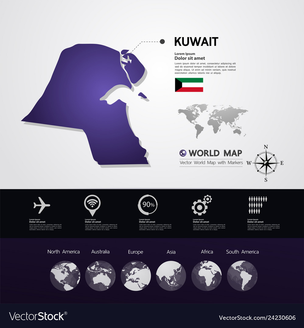 Kuwait map Royalty Free Vector Image - VectorStock