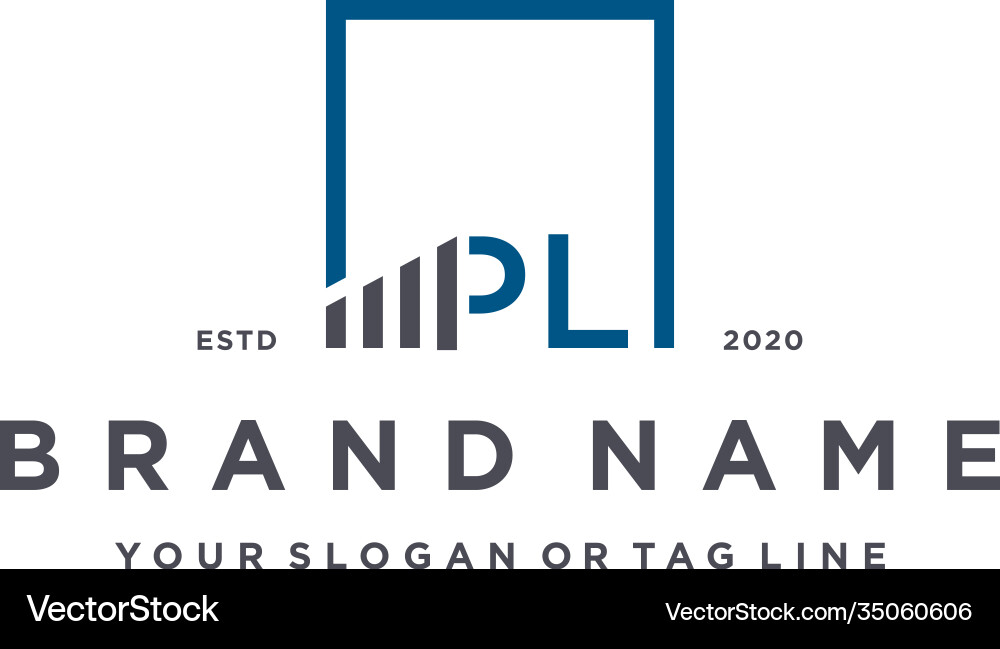 Letter pl square logo finance design Royalty Free Vector
