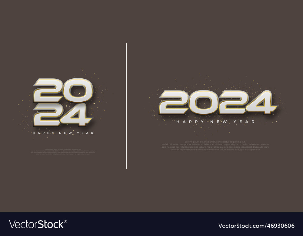 Premium happy new year 2024 design with white Vector Image Premium happy new year 2024 design with white Vector Image