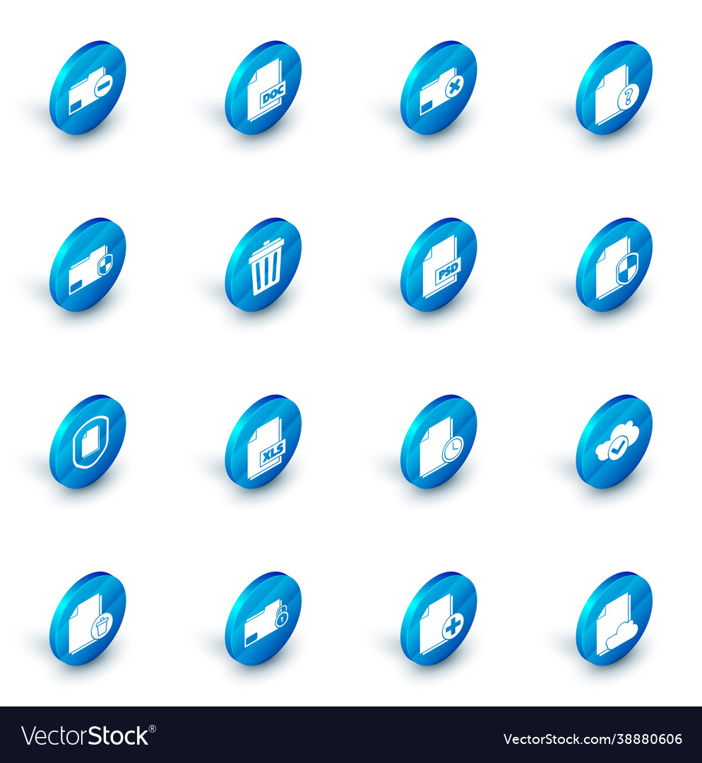 Set doc file document delete folder unknown Vector Image