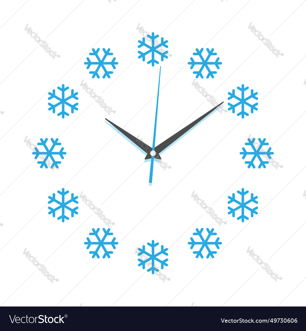Winter clock Royalty Free Vector Image - VectorStock