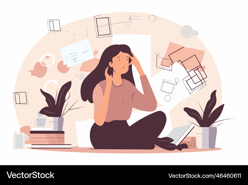 A girl searching for solutions and creating ideas Vector Image