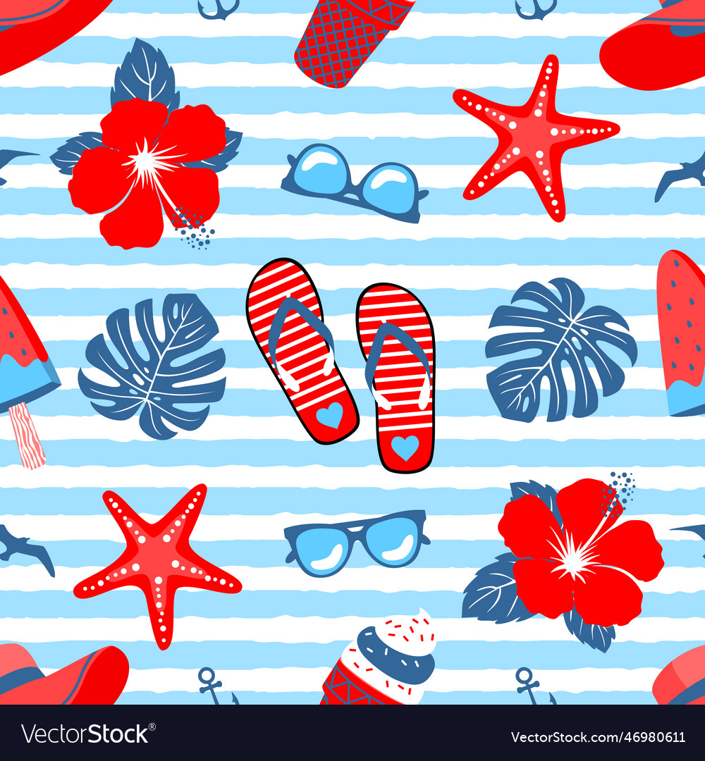 Beach summer pattern Royalty Free Vector Image