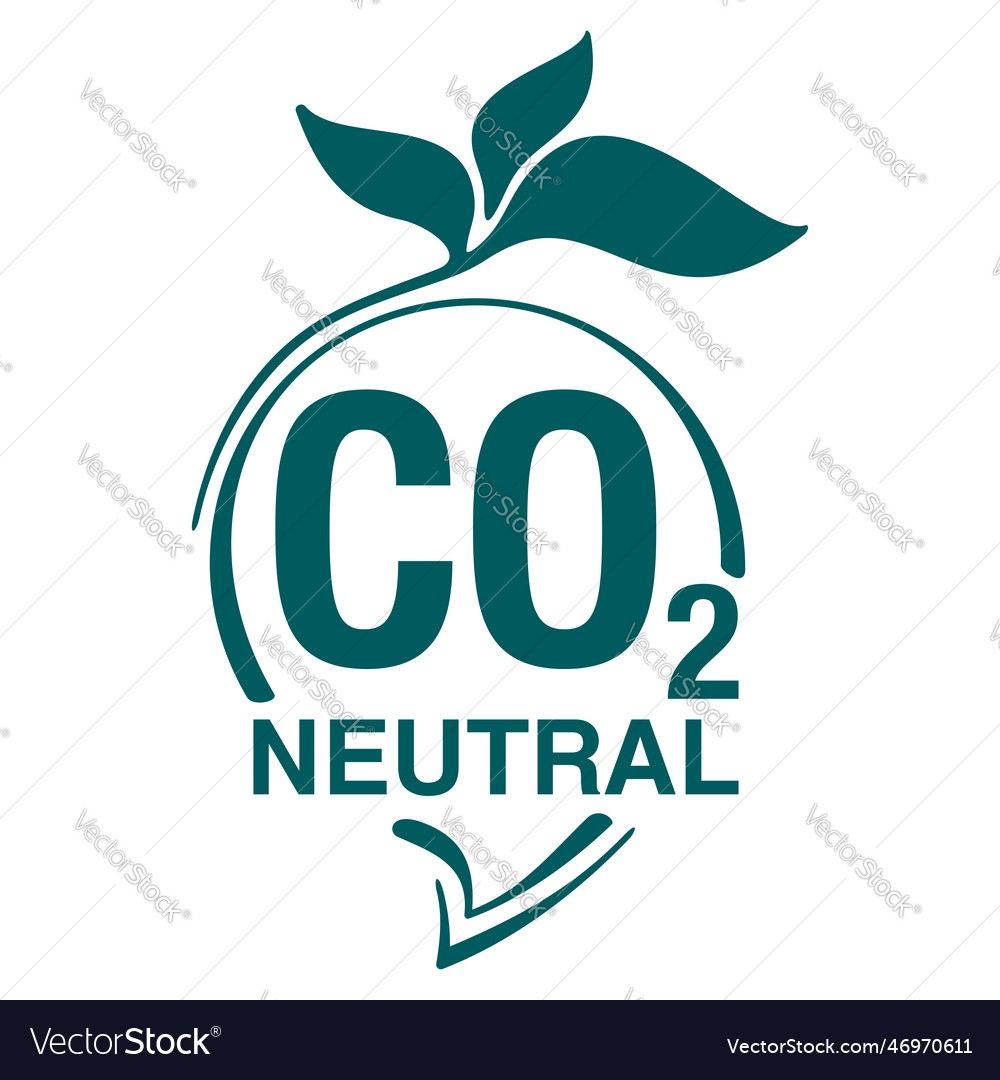 Co2 neutral badge - net zero footprint of carbon Vector Image