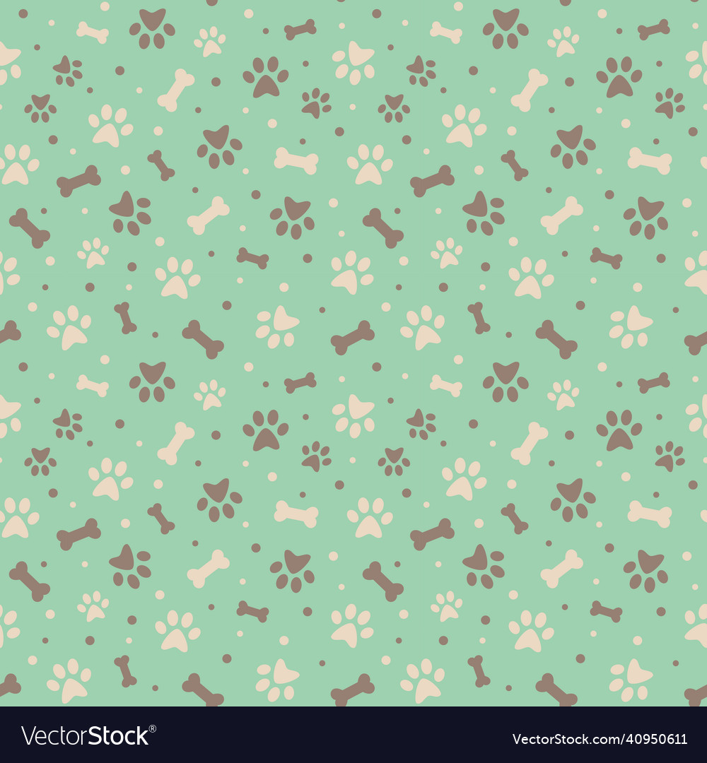 Dog paw print colorful seamless pattern Royalty Free Vector