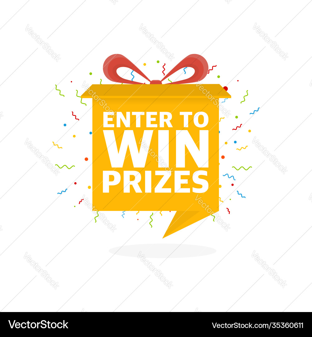 Enter to win prizes prize box opening and Vector Image