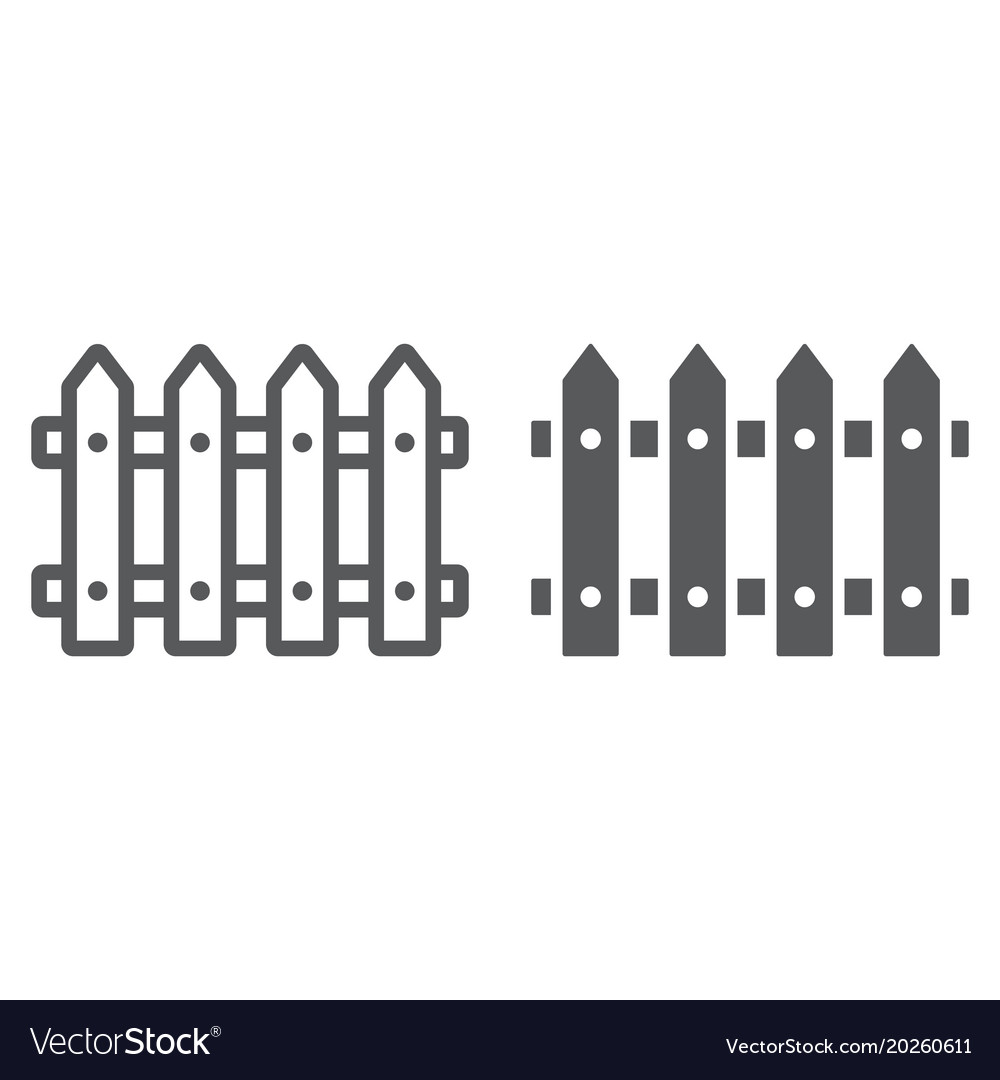 Fence line and glyph icon wooden Royalty Free Vector Image