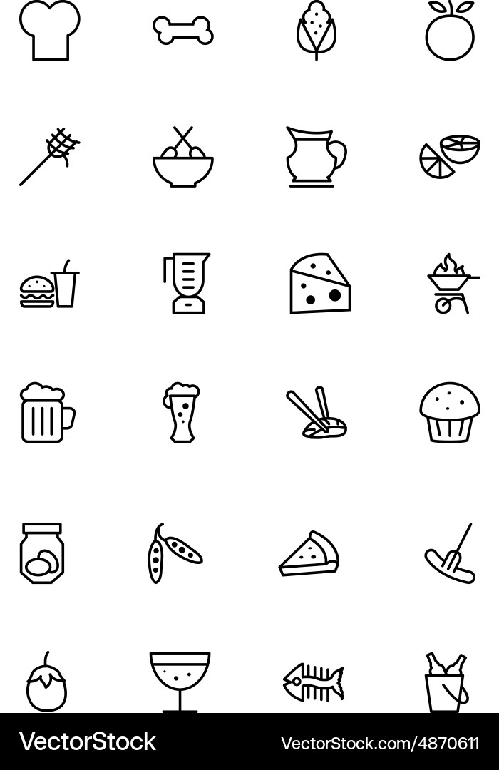 Food Outline Icons 5 Royalty Free Vector Image