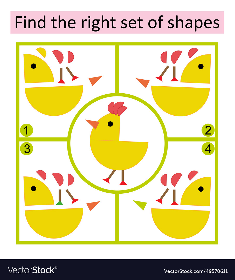 Logic puzzle for kids find the correct set Vector Image
