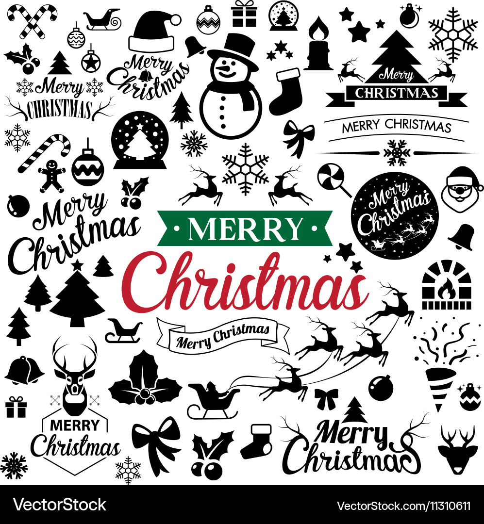 Merry christmas icons set Royalty Free Vector Image