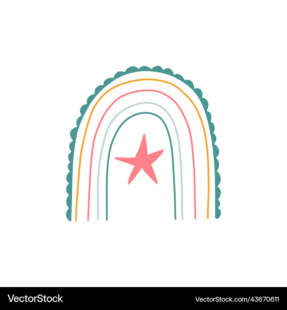 Pastel boho rainbow cute hand drawn modern Vector Image