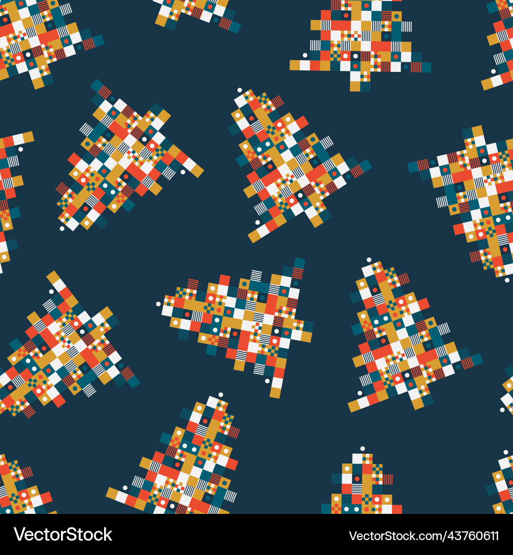 Seamless pattern of pixel art christmas tree Vector Image