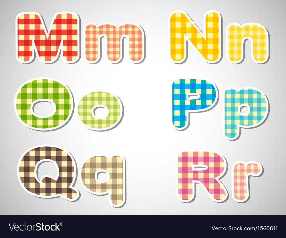 Six checkered letters of the alphabet Royalty Free Vector