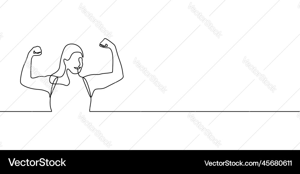 Strong women continuous line drawing minimal Vector Image