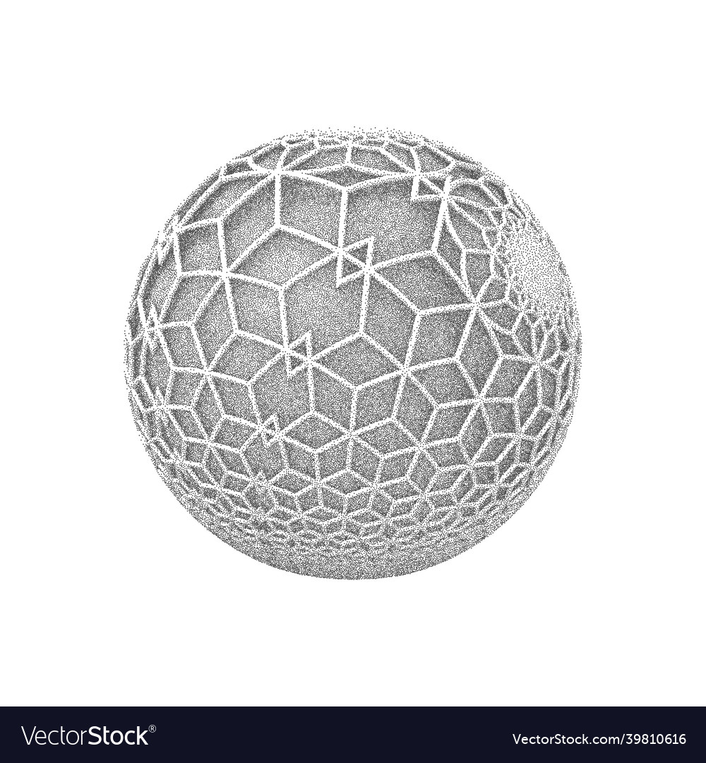 3d abstract geometric shape dotwork Royalty Free Vector