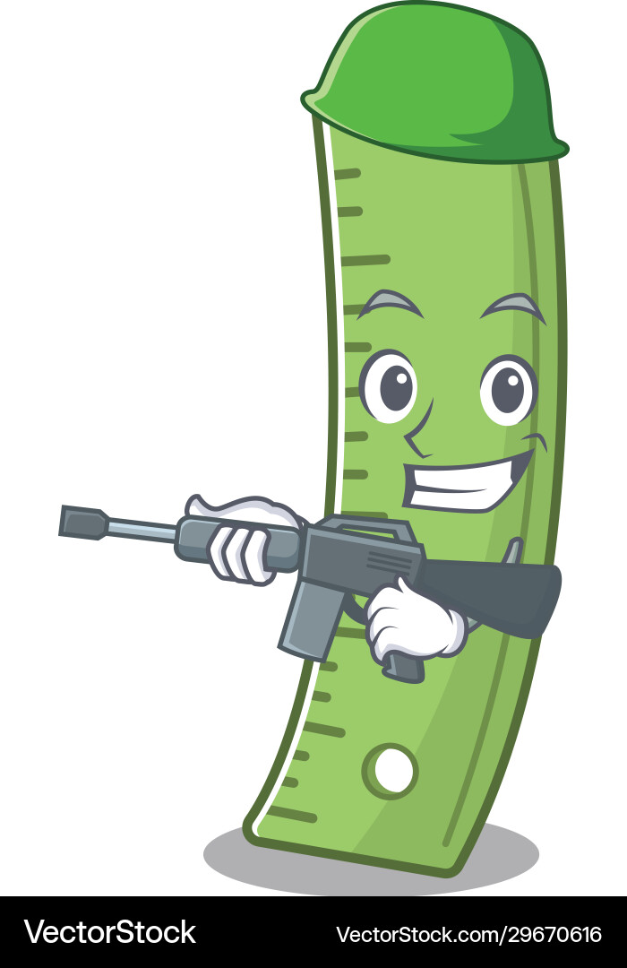 A cartoon design ruler army with machine gun Vector Image