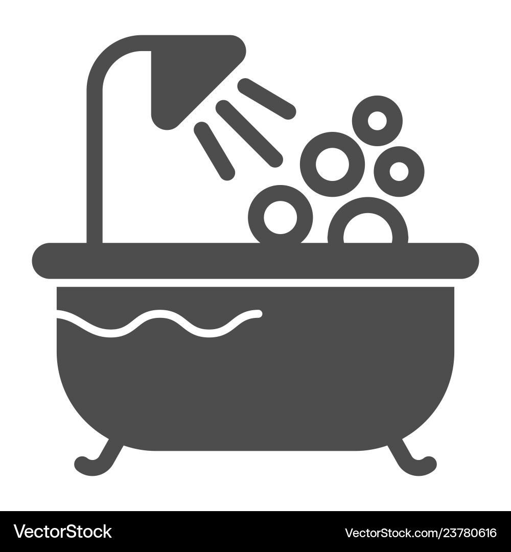 Bath solid icon shower Royalty Free Vector Image