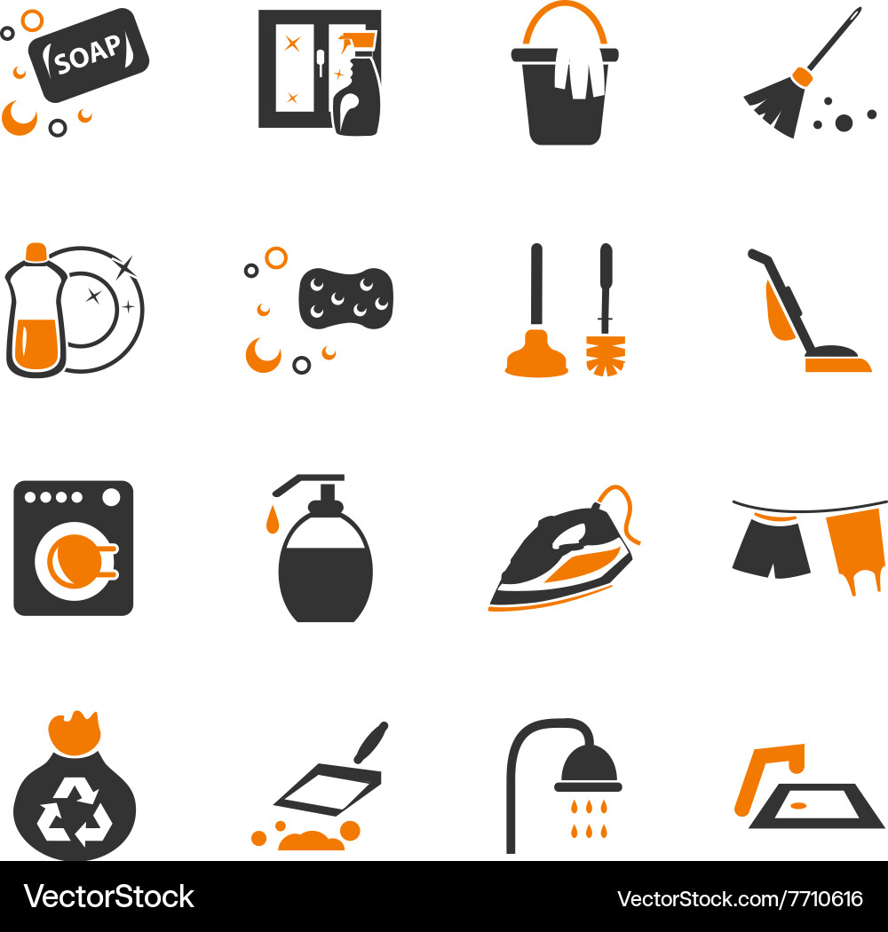 Cleaning company icons set Royalty Free Vector Image