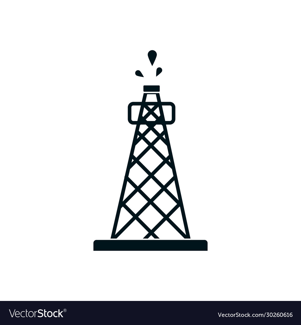 Drilling rig petroleum icon silhouette style Vector Image