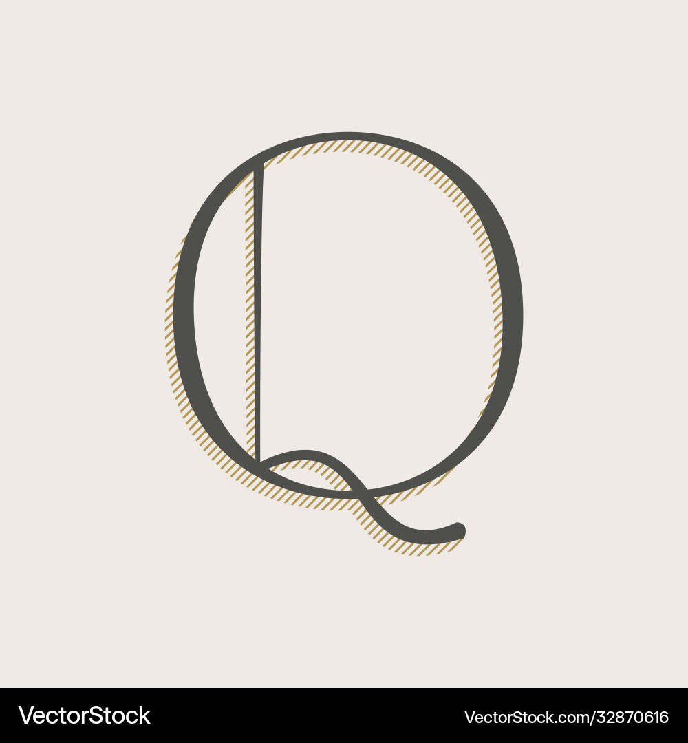 Elegant q letter serif font logo classic thin pen Vector Image