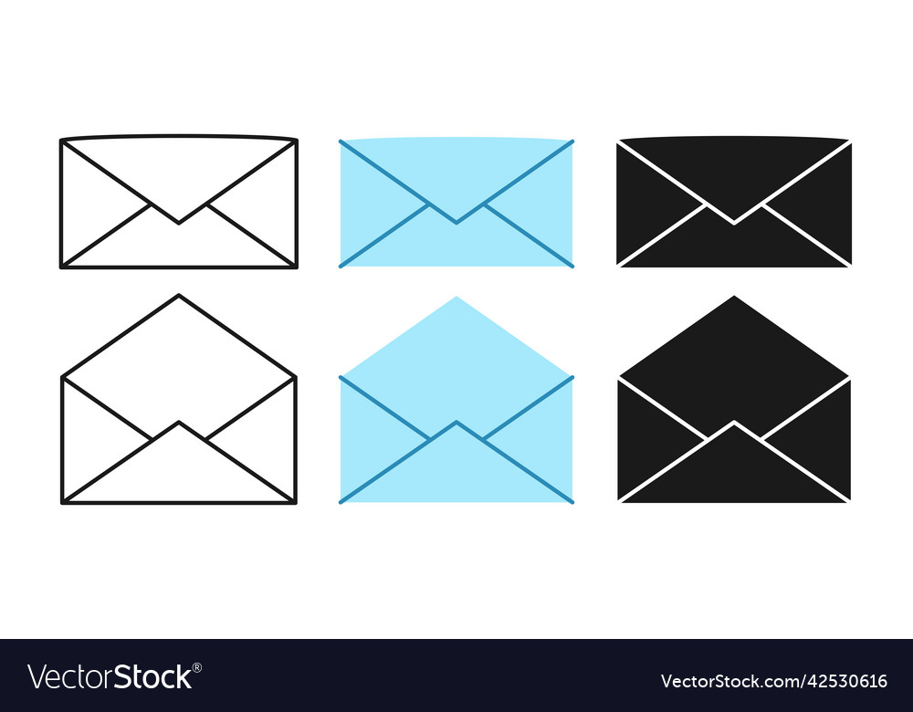 Email message envelope icon outline set mail sign Vector Image Email message envelope icon outline set mail sign Vector Image