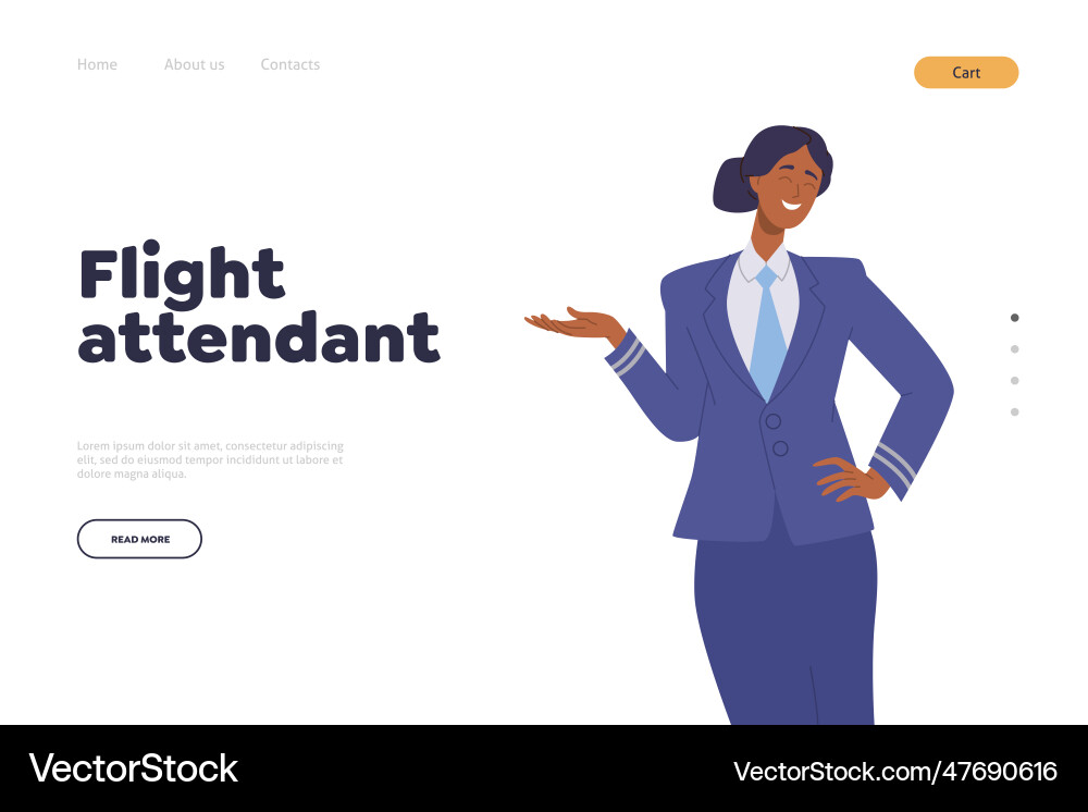 Flight attendant service landing page with happy Vector Image