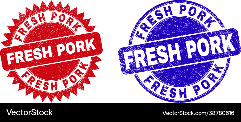 Fresh pork rounded and rosette stamp seals Vector Image