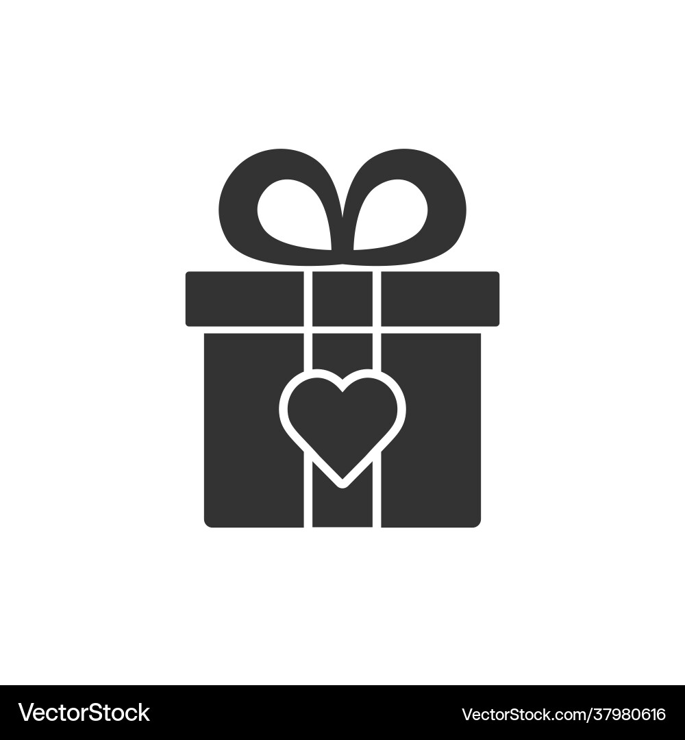 Gift box with heart icon isolated on white Vector Image