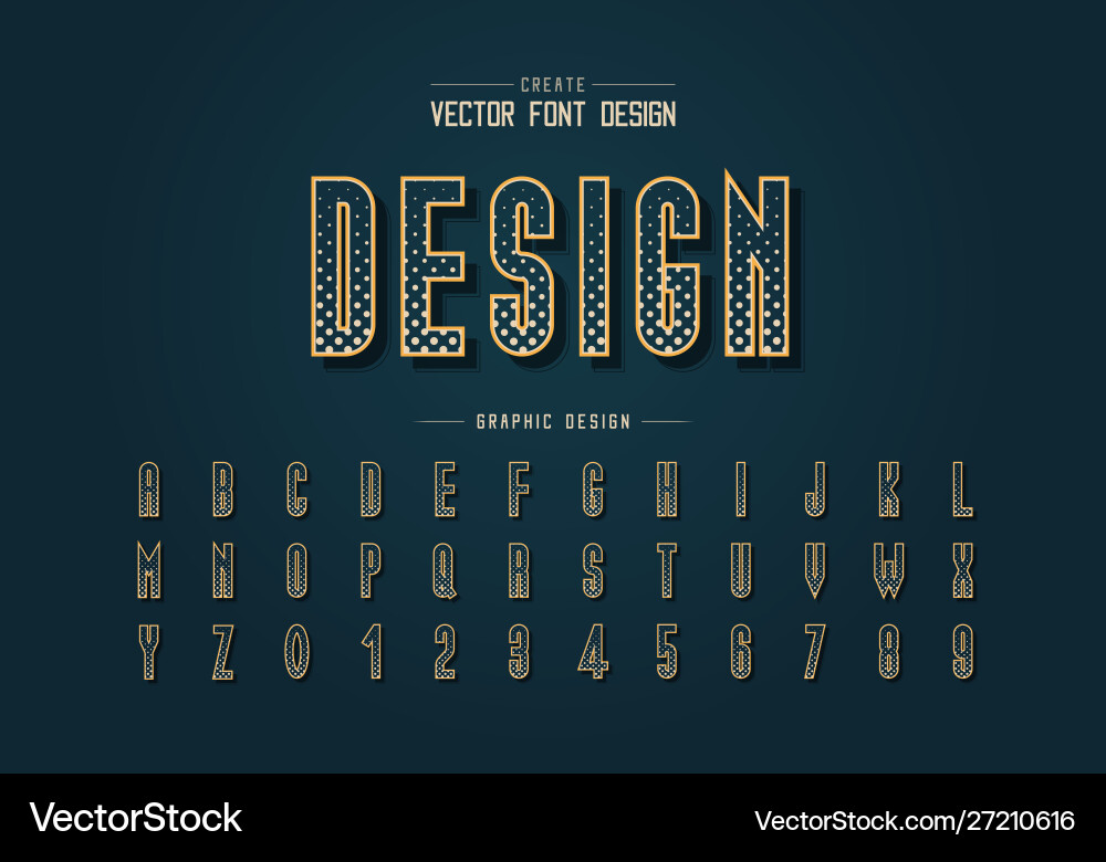 Halftone circle font and alphabet digital tall Vector Image