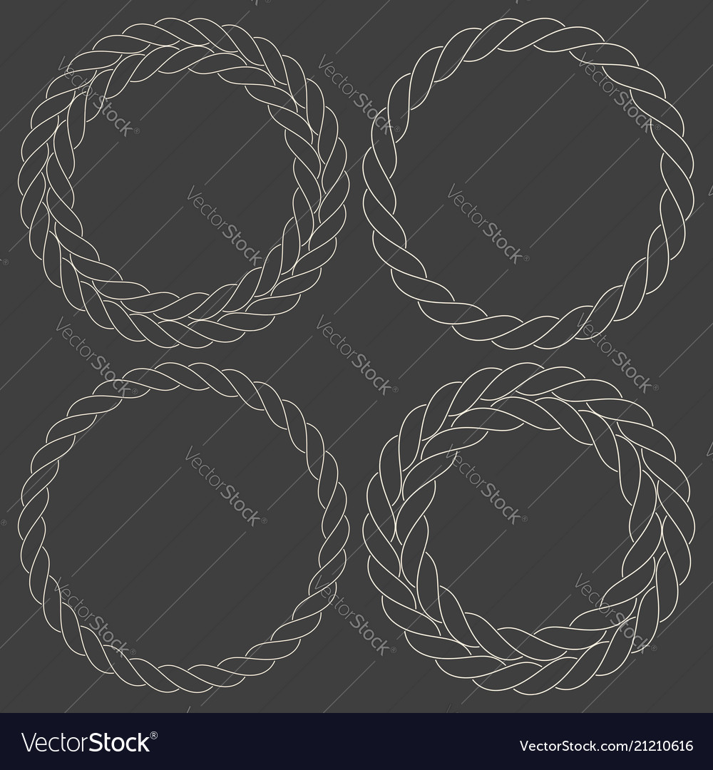 Minimalist rope simple round frames set Royalty Free Vector