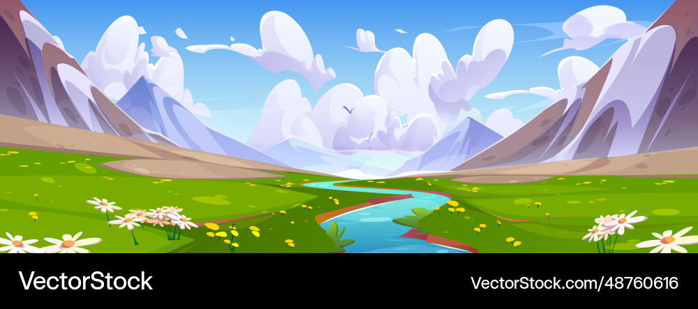 Mountain river nature landscape background scene Vector Image