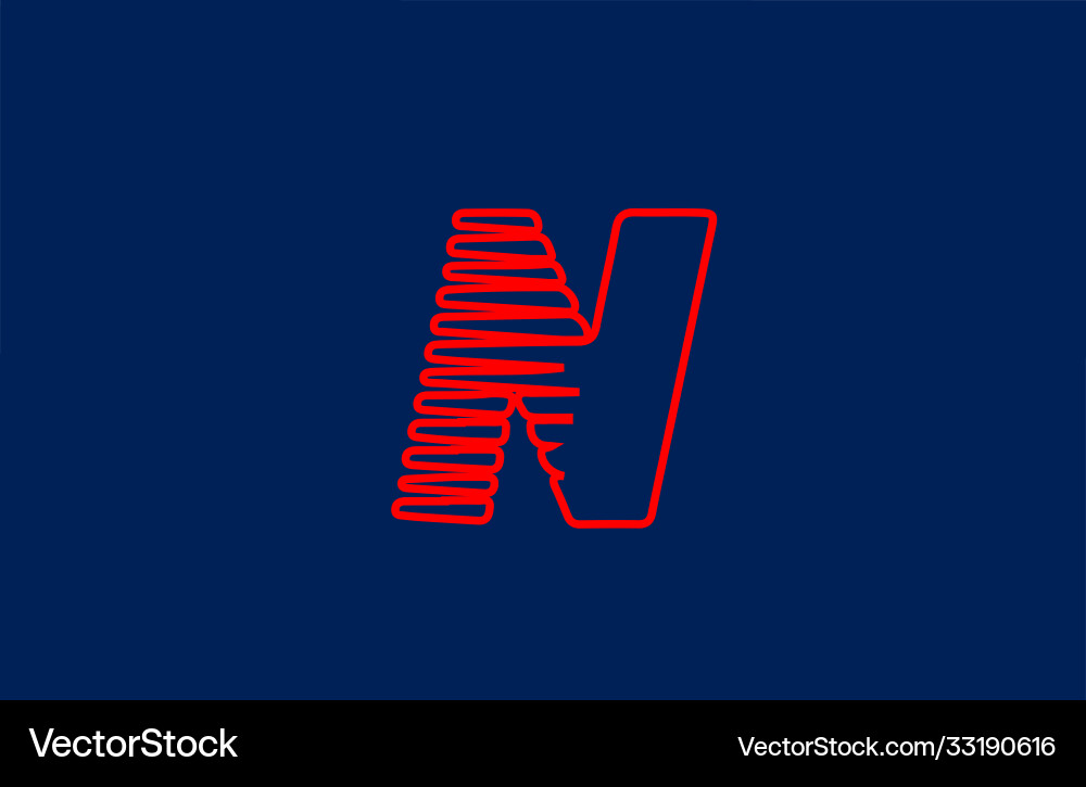 N red line alphabet letter logo icon simple Vector Image