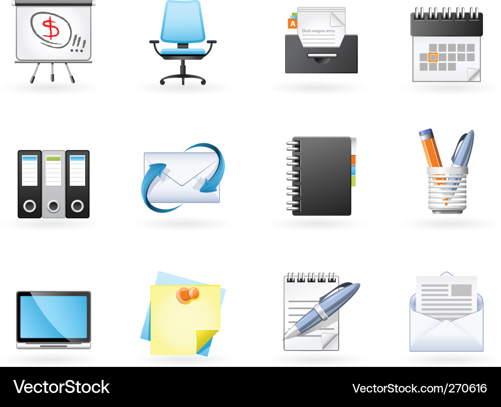 Office and business icons Royalty Free Vector Image