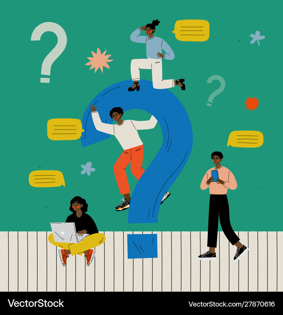 People and big question mark business team Vector Image